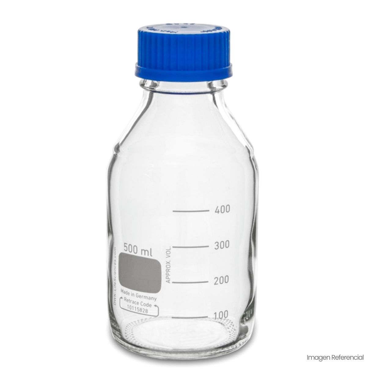 Frasco tipo Schott tapa rosca azul 500ml | Prodelab